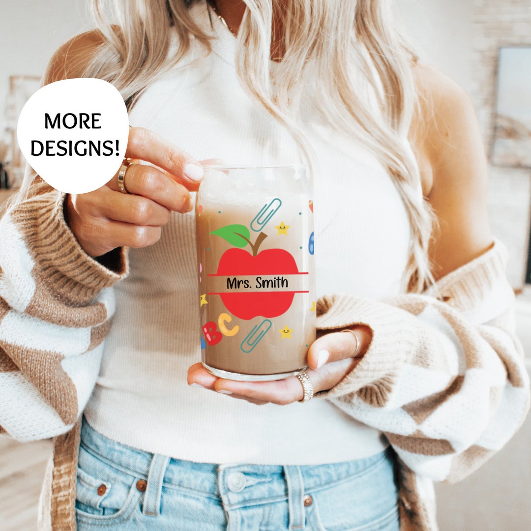 Teacher Appreciation Gift Iced Coffee Glass Can 16oz Glass Tumbler Can ...