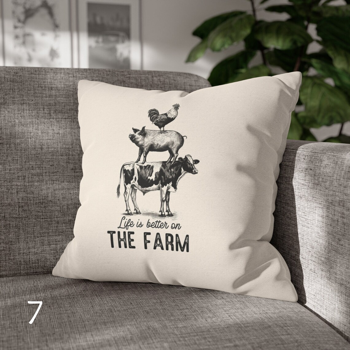Rustic Farmhouse Decor Pillow Cover Farm Animal Pillow Vintage ...
