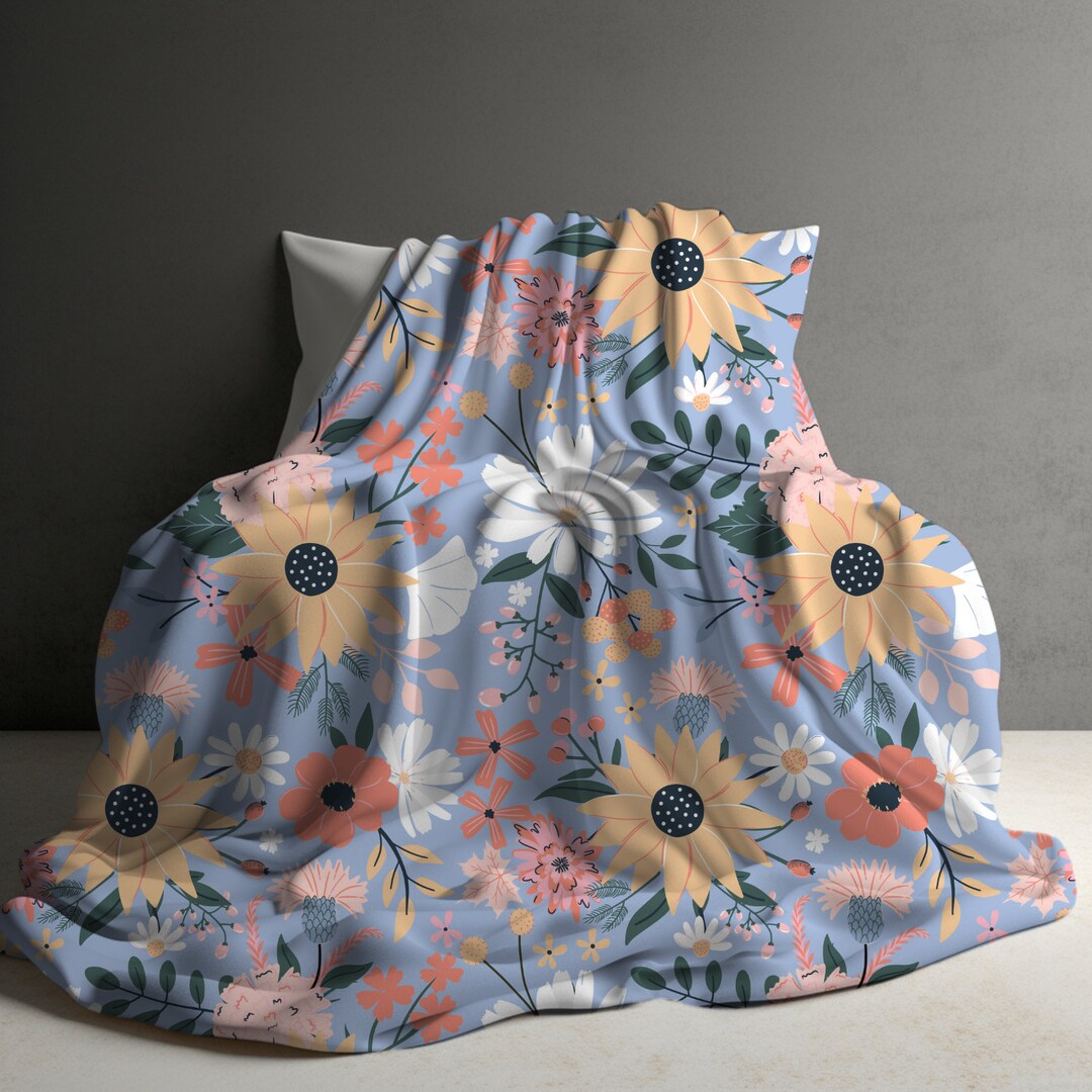 Spring Flower Blanket Throw Blanket Spring Decor Blanket Cozy Birthday ...