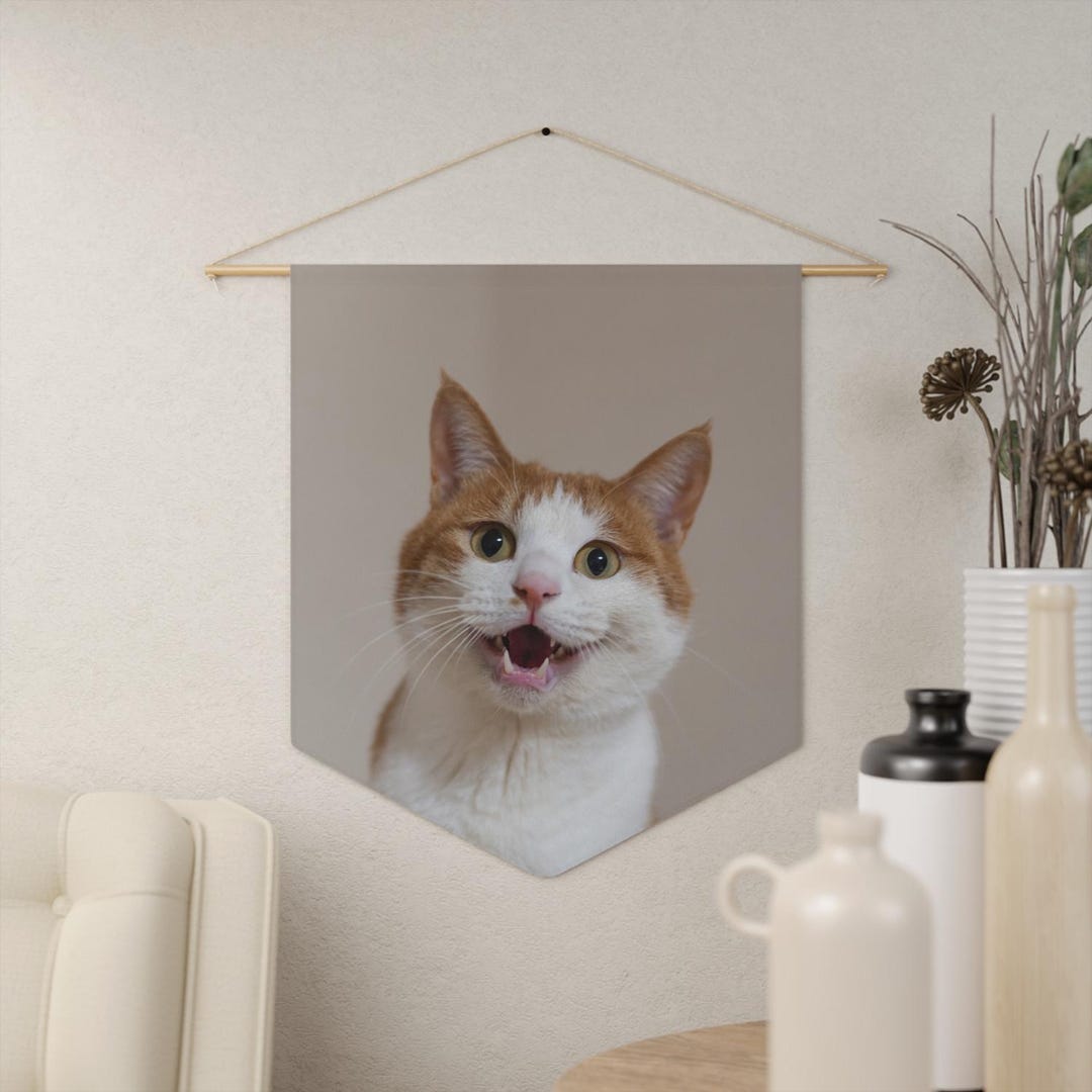 Cat Portrait Gift Pennant Flag Photo Gift Custom Wall Art Gift Cat ...
