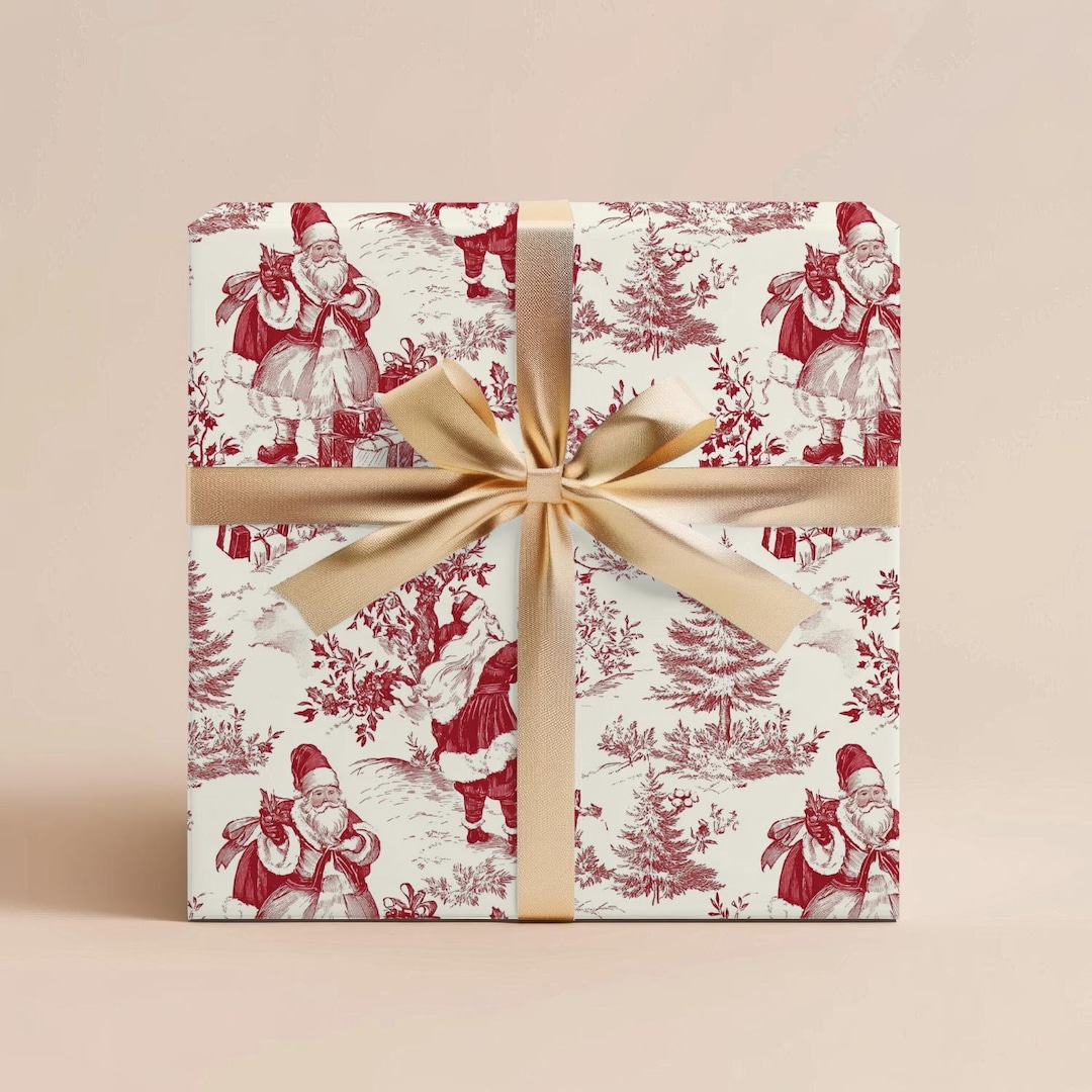Vintage Christmas Toile Gift Wrap Holiday Gift Wrapping Paper Christmas ...