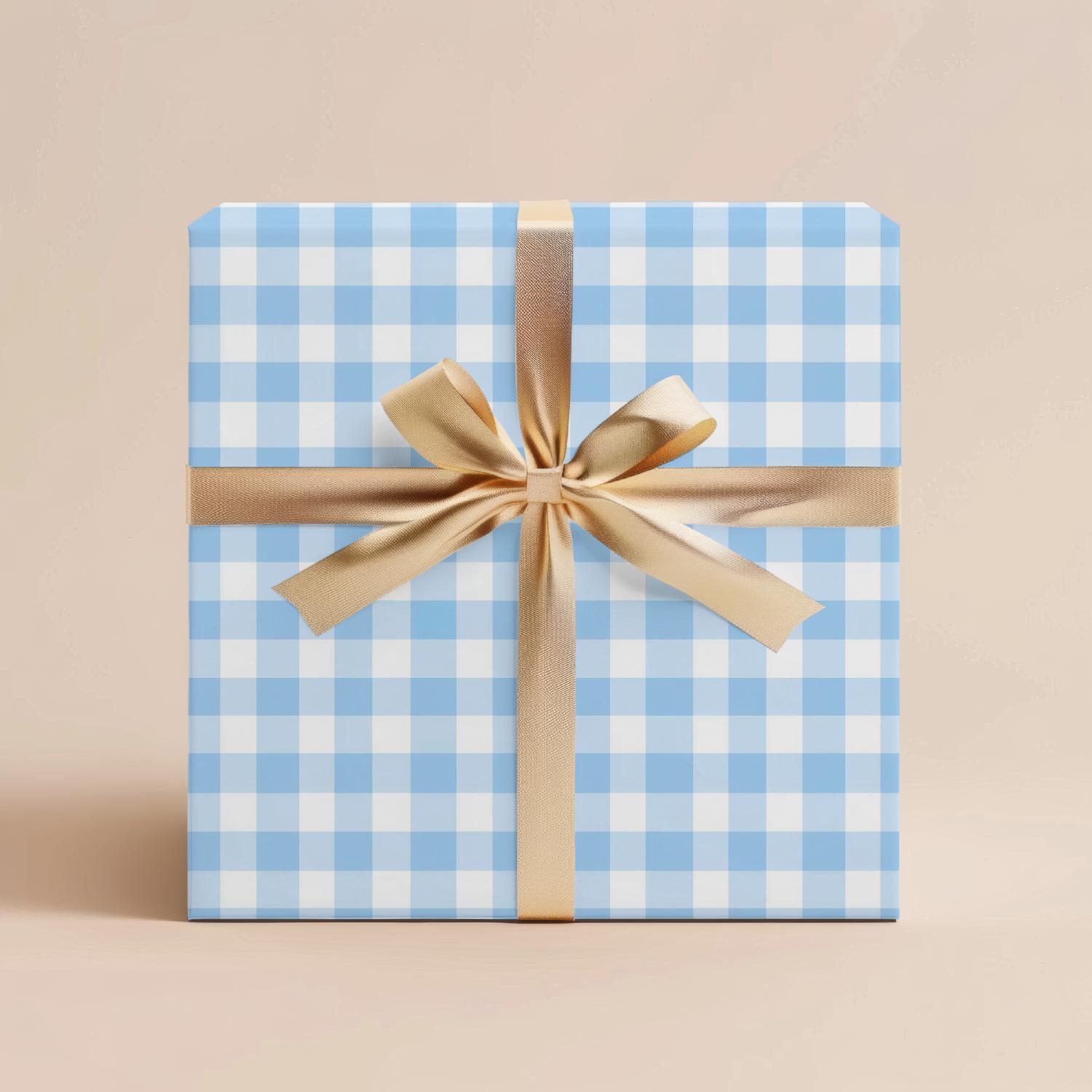 Blue Gingham Wrapping Paper Gift Wrapping Paper Plaid Wrapping Paper ...