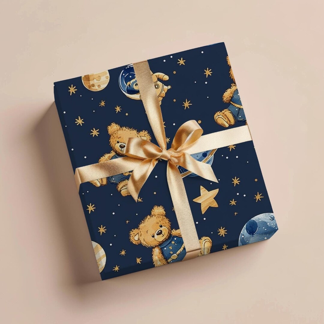 Boy Baby Shower Gift Wrap Baby Boy Gift Wrapping Paper Outer Space Gift ...