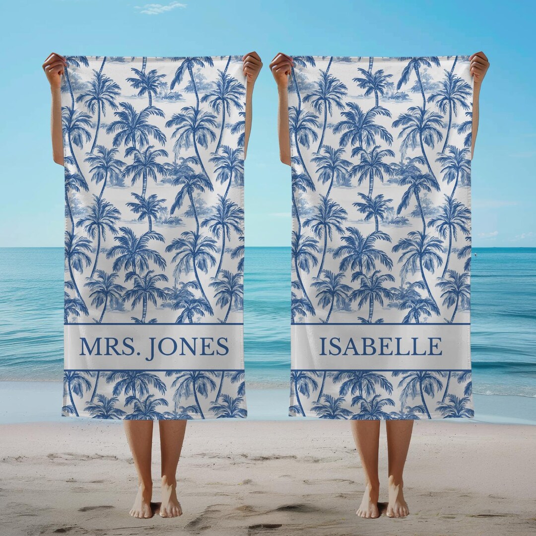 Vintage Chinoiserie Beach Towel Personalized Beach Towel Custom Name ...