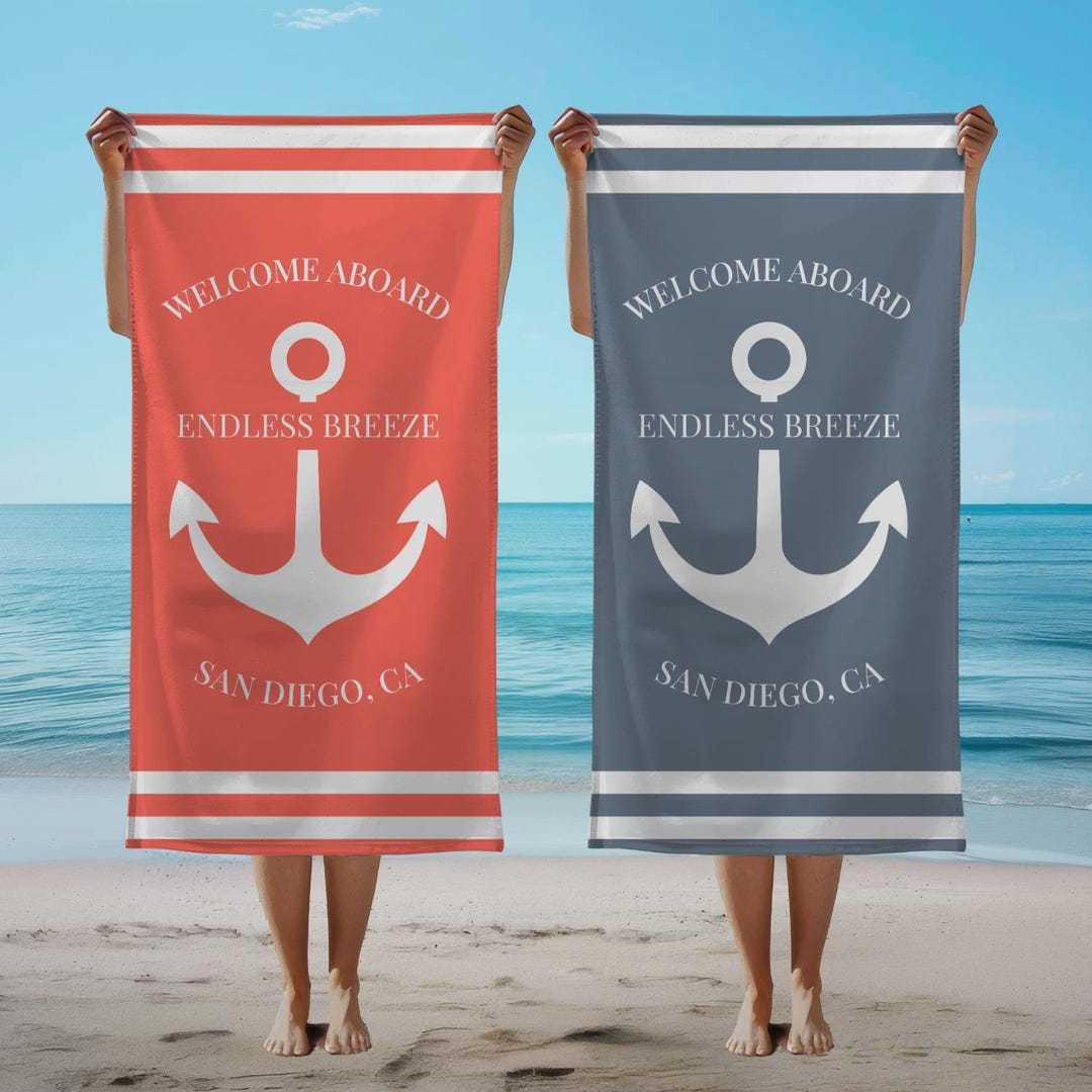 Personalized Boat Beach Towel Custom Beach Towel Yacht Party Favors ...