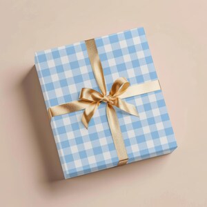 Blue Gingham Wrapping Paper Gift Wrapping Paper Plaid Wrapping Paper ...