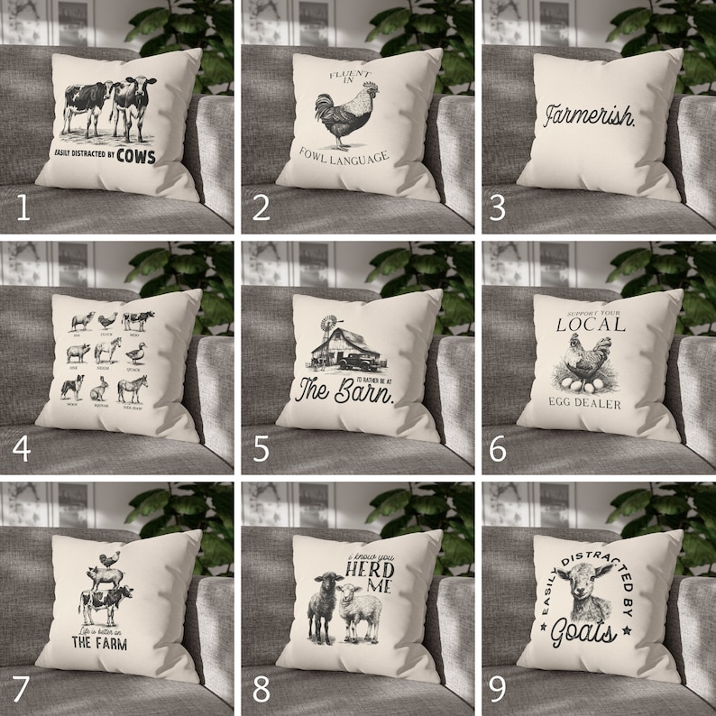 Rustic Farmhouse Decor Pillow Cover Farm Animal Pillow Vintage ...