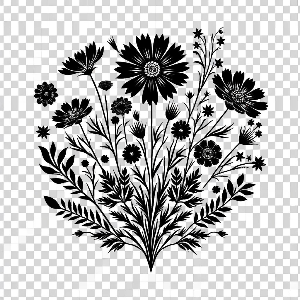 Elegant Black Wildflower Design SVG - Etsy