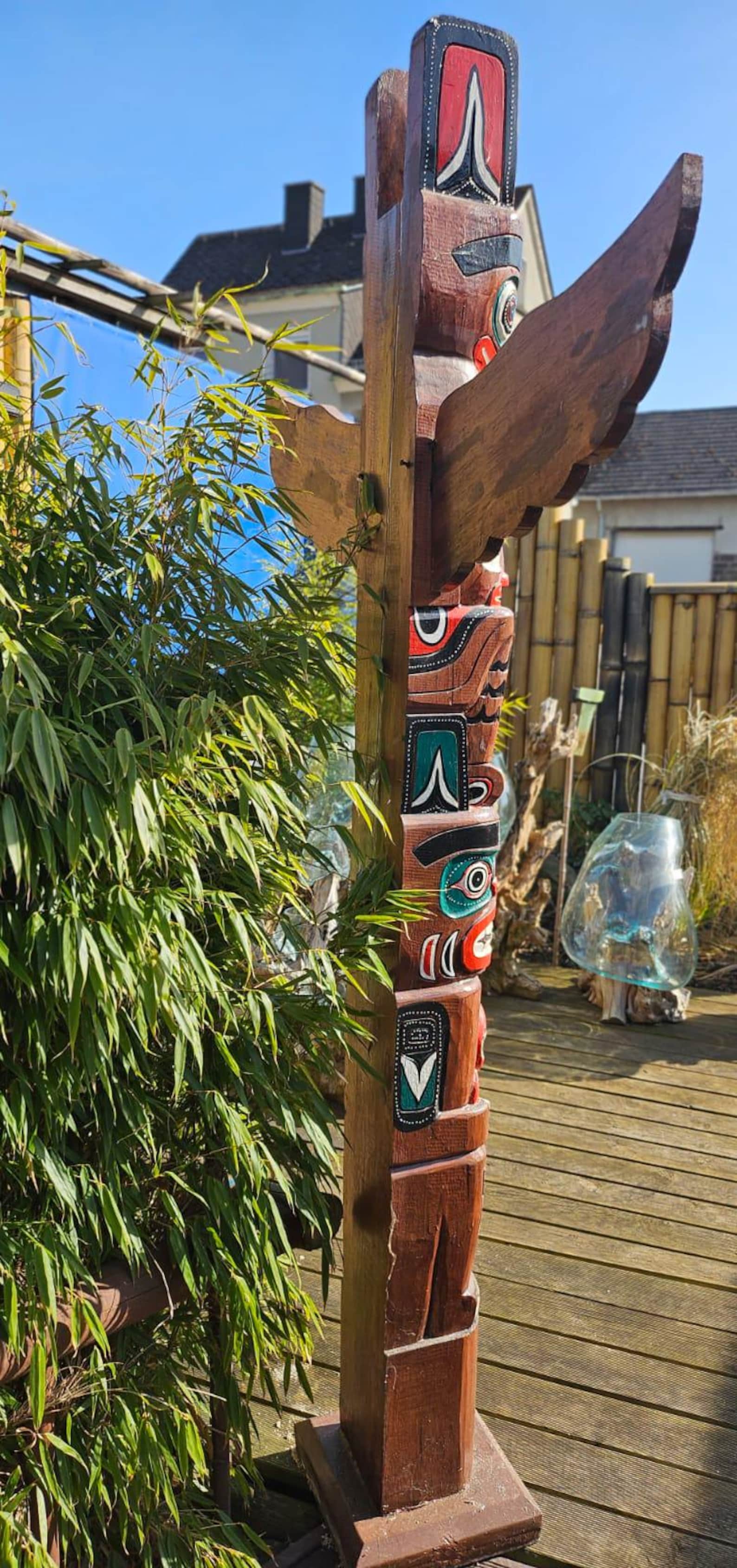 Totem Pole Wood Height 2,00 Meters 78,74 Inches Totempole Albesia Wood ...