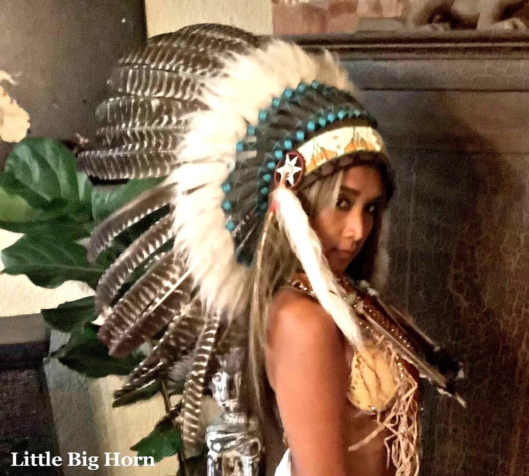 Indian Headdress, War Bonet Handmade Real Feather Headdress Warbonnet Fotoshooting-decoration ...