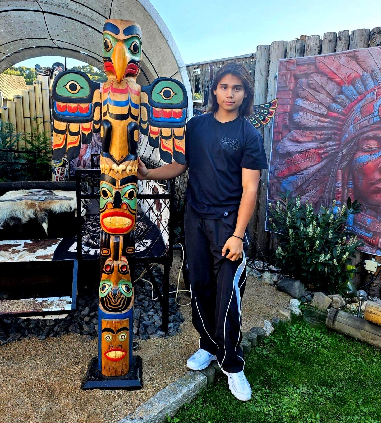 Totem Pole Wood by Jerome Collection Indian Totem Height 2,00 Meters 78 ...