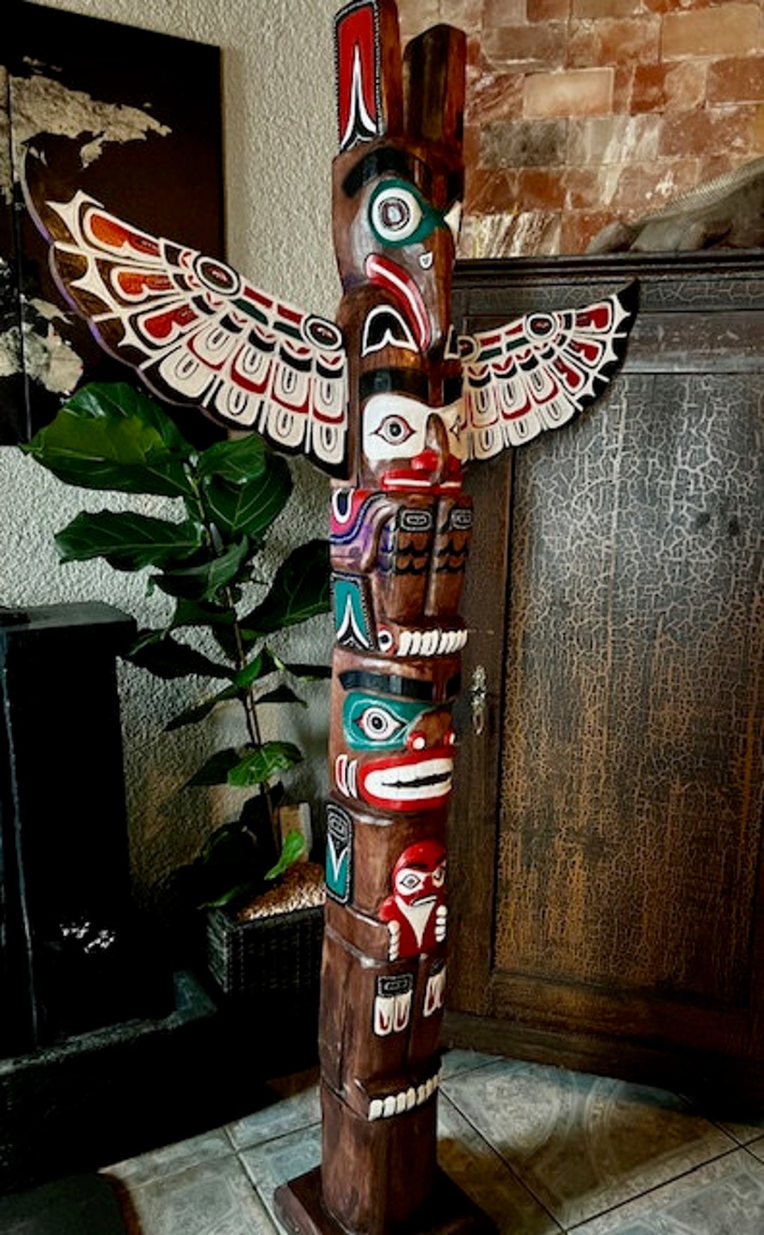 Totem Pole Wood Handmade Indian Totem Height 200 Meters - Etsy