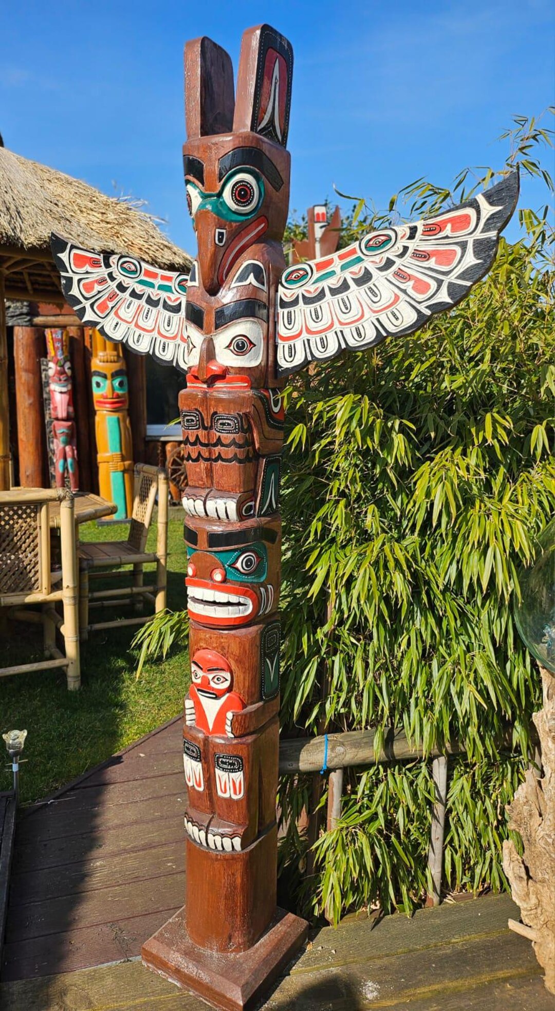 Totem Pole Wood Height 2,00 Meters 78,74 Inches Totempole Albesia Wood ...