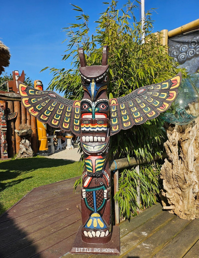 Totem Pole Wooden Garden-home Decoration Handmade Totempole Height 1.25 ...