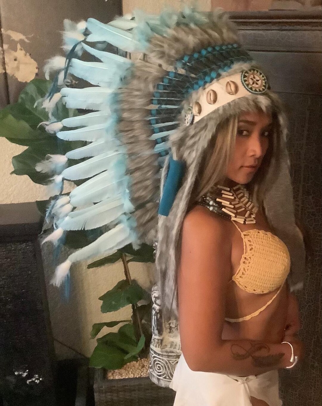 Indian Headdress, War Bonet Handmade Real Feather Headdress Warbonnet Fotoshooting-decoration ...