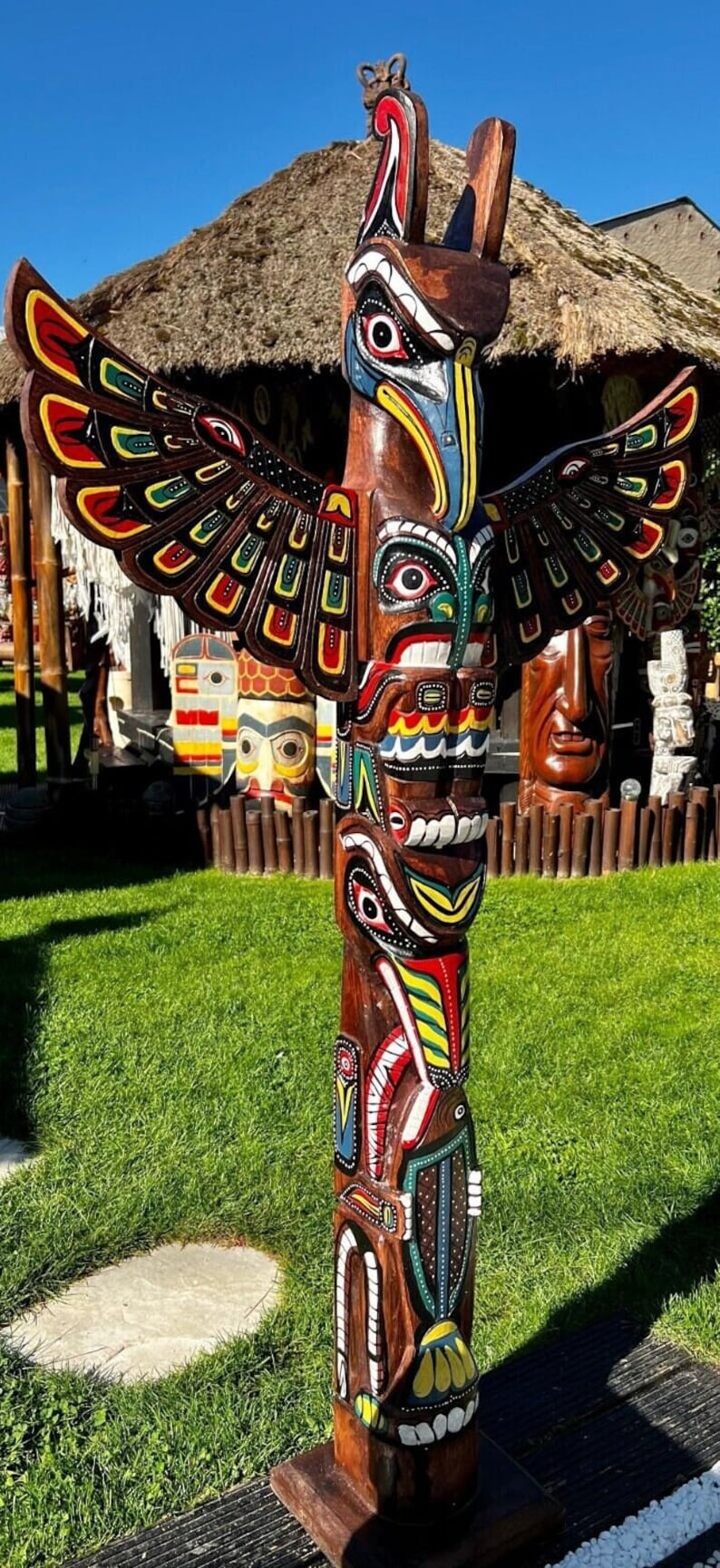 Totem Pole Wood Indian Decoration Totempole Carving Handmade - Etsy