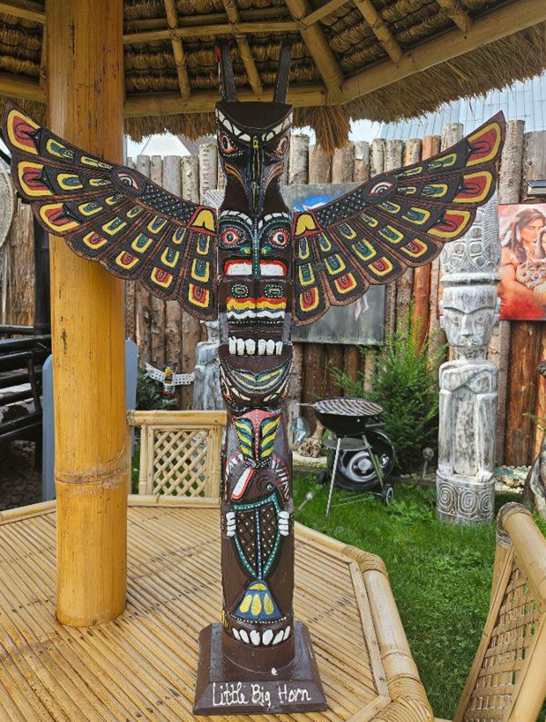 Totem Pole Wooden Garden-home Decoration Handmade Totempole Height 1 ...