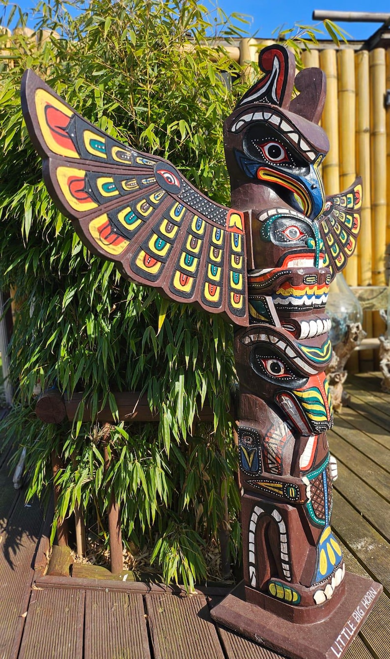 Totem Pole Wooden Garden-home Decoration Handmade Totempole Height 1.25 ...