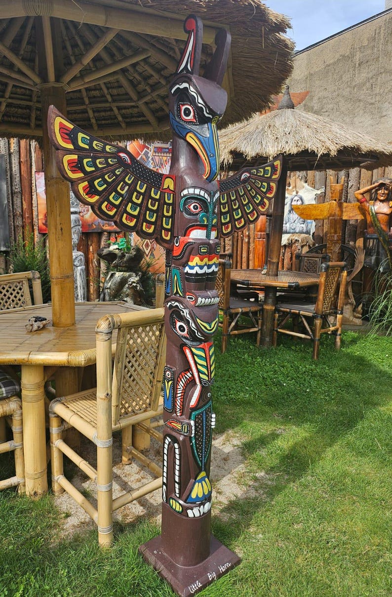 Totem Pole Wood Height 2,00 Meters 78,74 Inches Totempole Albesia Wood ...