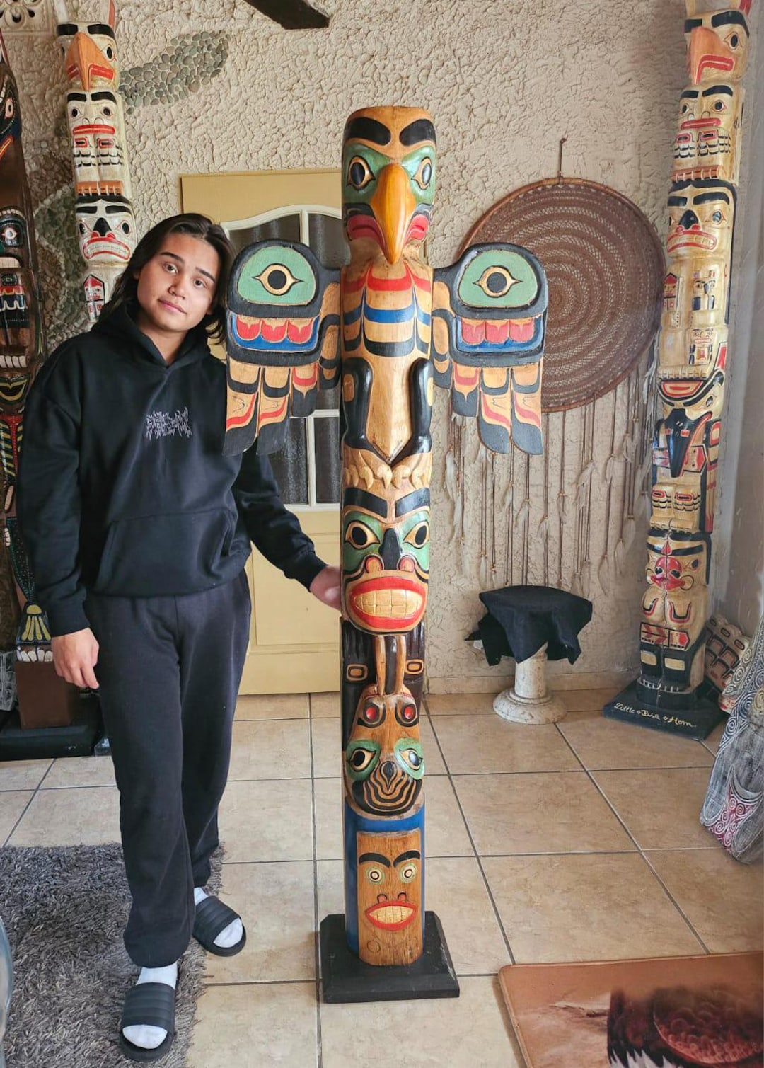 Totem Pole Wood by Jerome Collection Indian Totem Height 2,00 Meters 78 ...