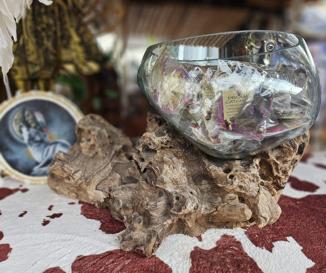 Root Wood Glass Vase Height 30 Cm Unique Gamal Wood Fruit Bowl ...