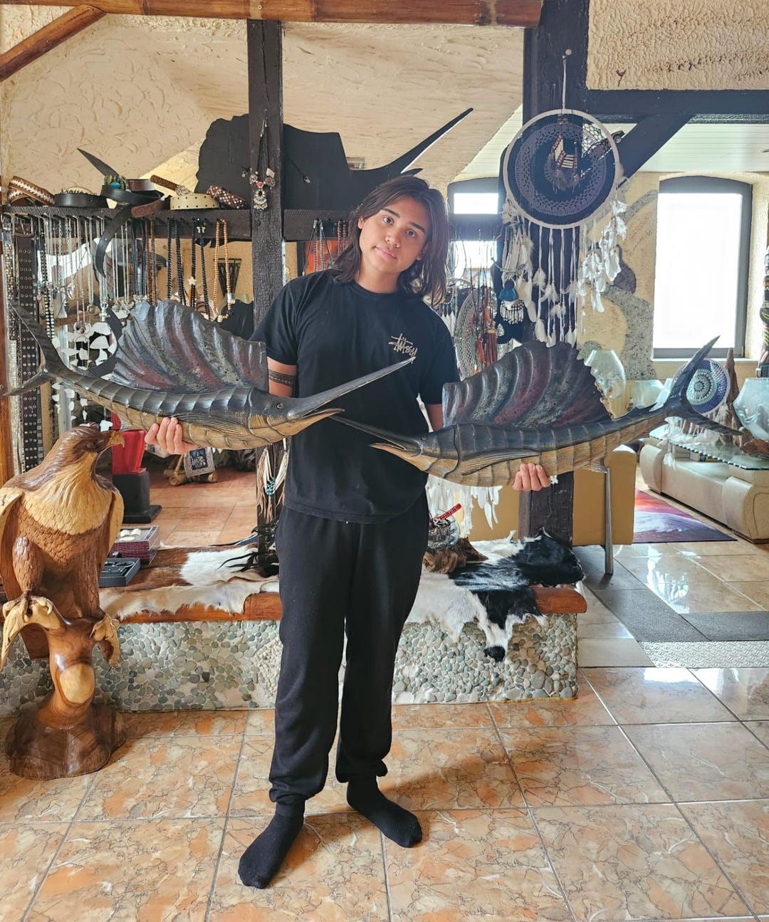 2 Swordfish Decoration Wooden Fish Wall Deco Length 95 X 33 Cm 2pieces ...