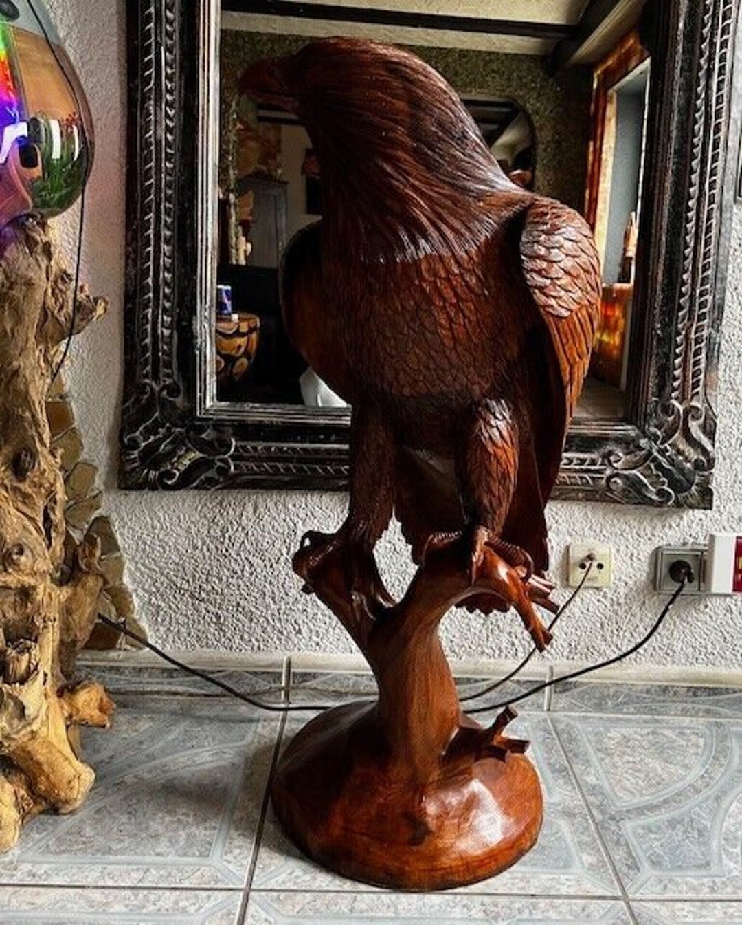 Eagle Decorative Figure Height 1.00 Meters Unique Albesia Wood ...