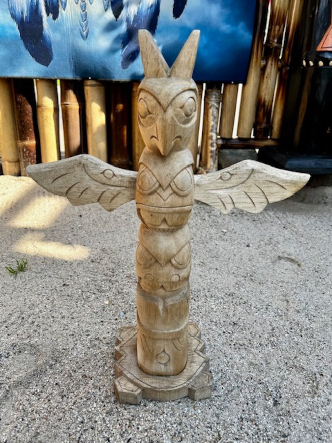 Totem Pole Wood Handmade by Jerome Indian Totem Height 0.50 Meters 19. ...