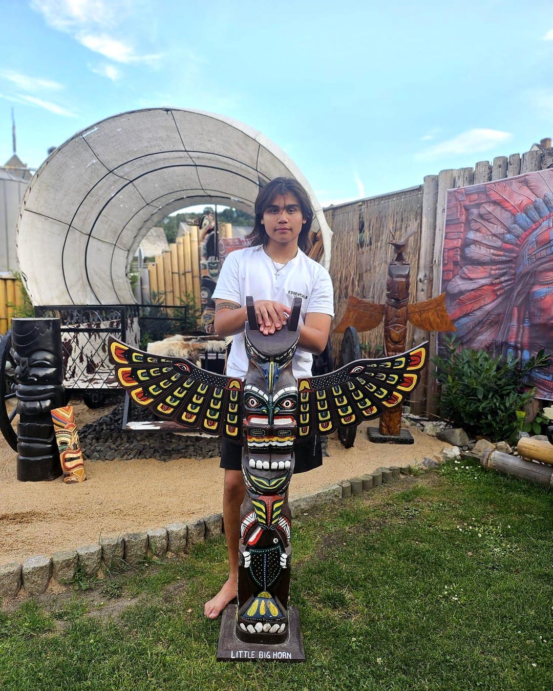 Totem Pole Wooden Garden-home Decoration Handmade Totempole Height 1.25 ...