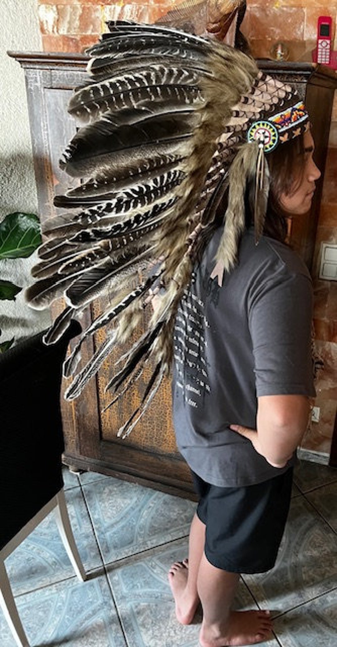 Indian Feather Bonnet, Indian Headdress Indian Headdress War Bonnet ...