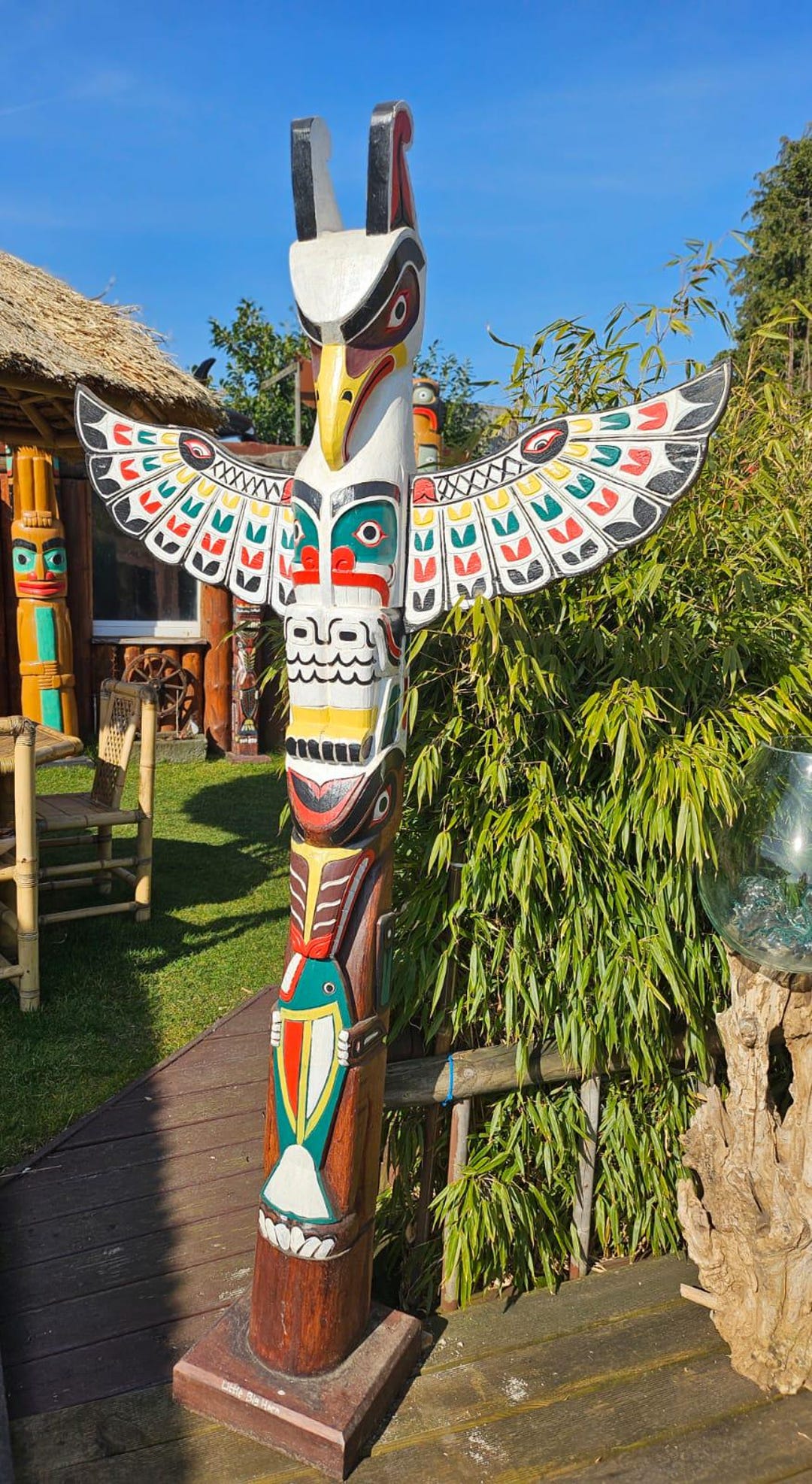 Totem Pole Wood Height 2,00 Meters 78,74 Inches Totempole Albesia Wood ...