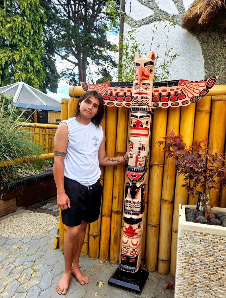 Totem Pole Wood by Jerome Collection Indian Totem Height 2,00 Meters 78 ...