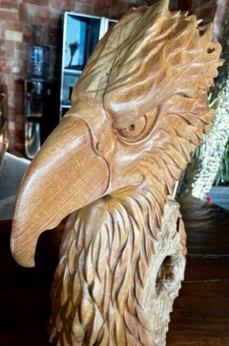 Eagle Eagle Head Hand Carved Statue Sculpture Unique 74 Cm High Eagle ...