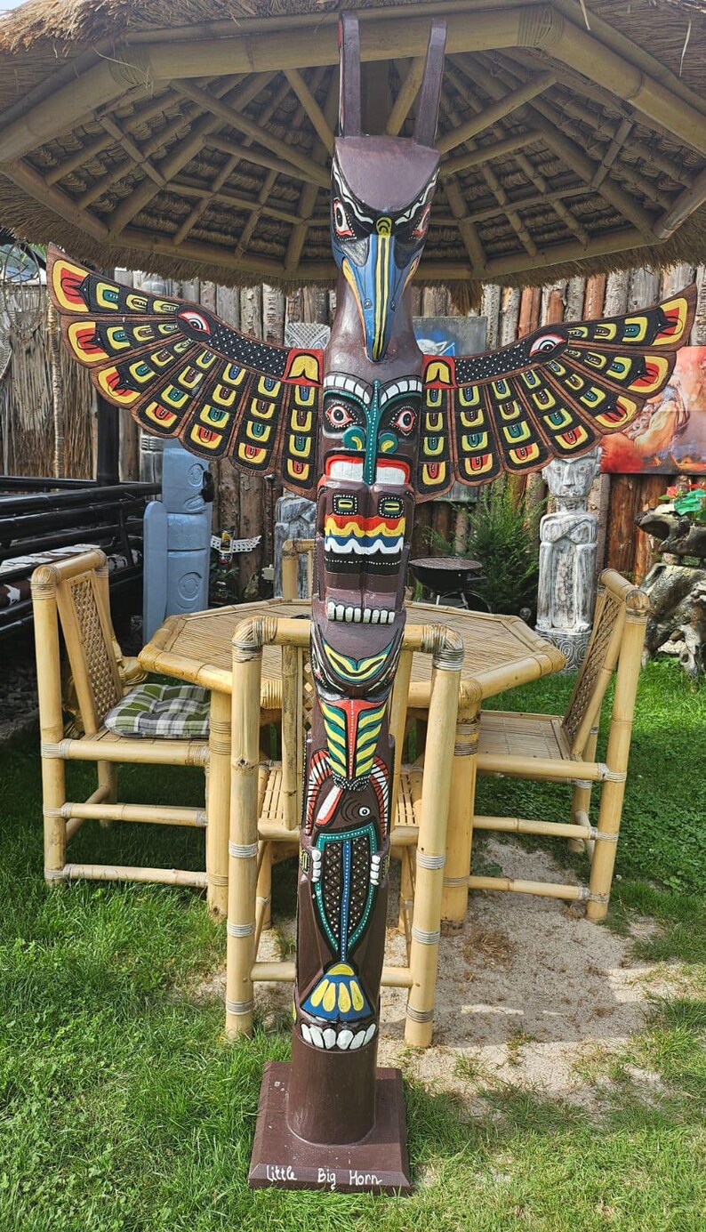 Totem Pole Wood Height 2,00 Meters 78,74 Inches Totempole Albesia Wood ...