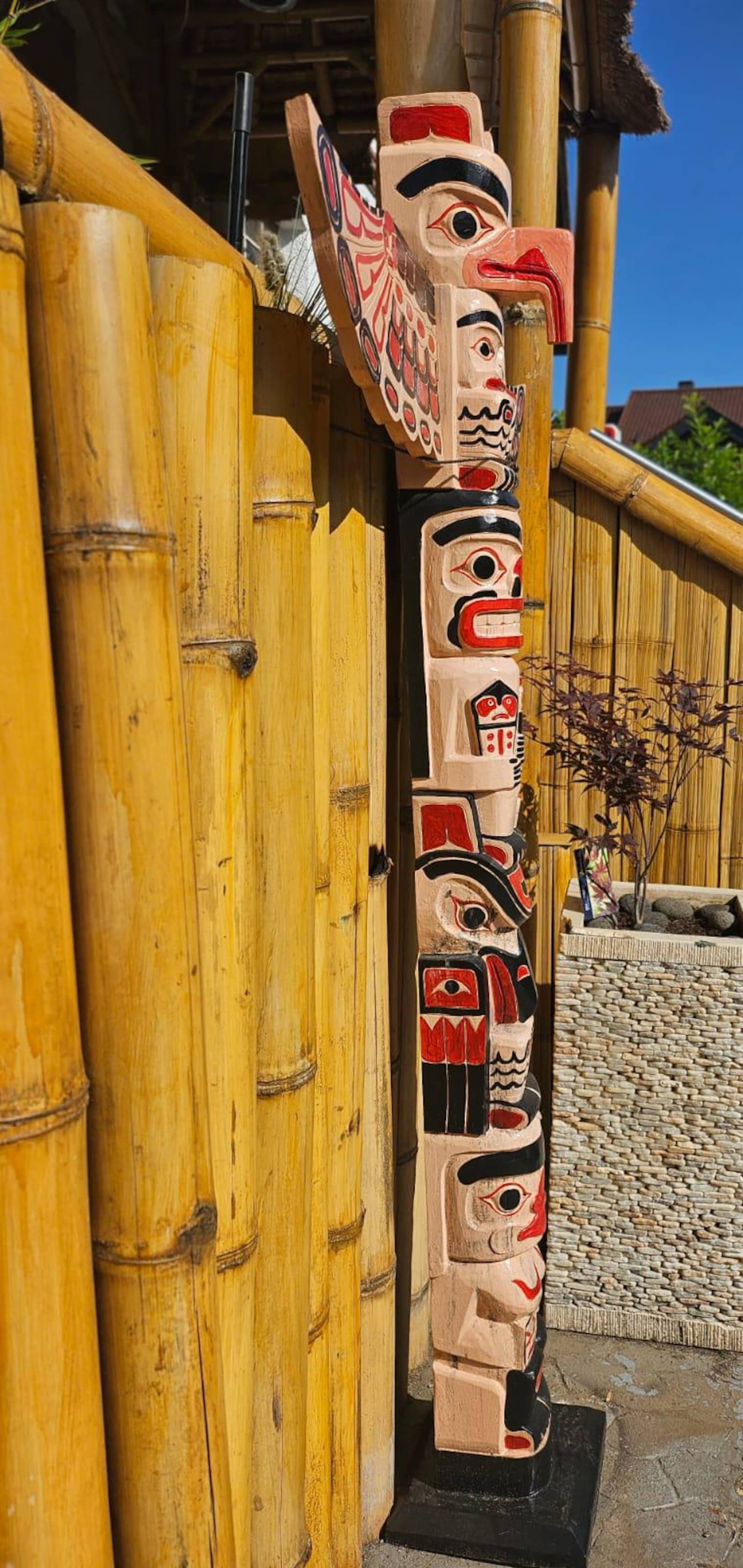 Totem Pole Wood by Jerome Collection Indian Totem Height 2,00 Meters 78 ...