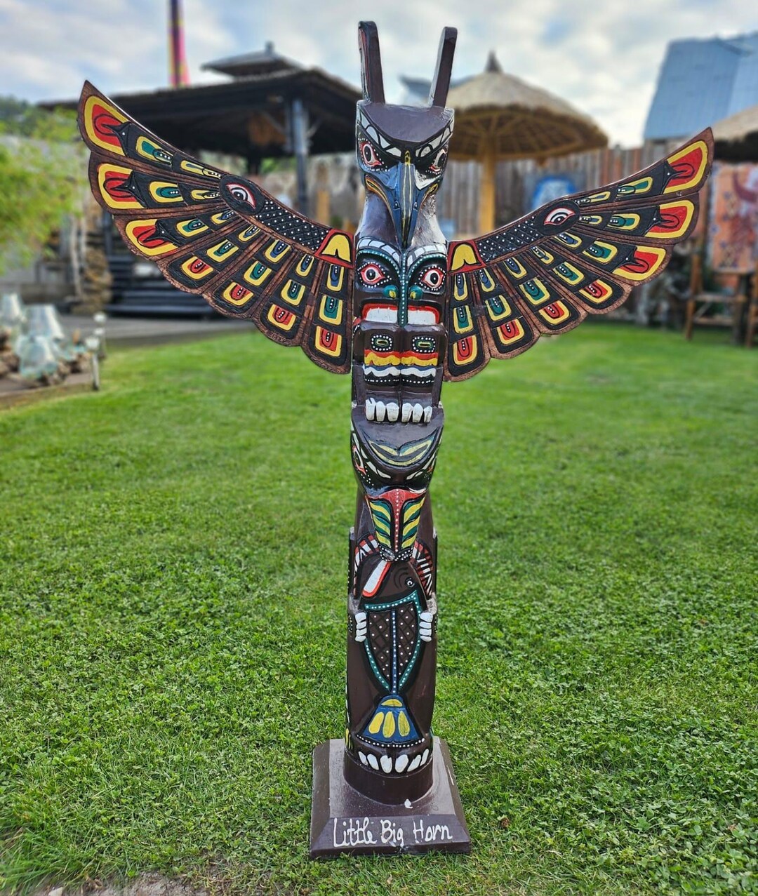 Totem Pole Wood Handmade Carving-painting by Jerome Indian Totem Height ...