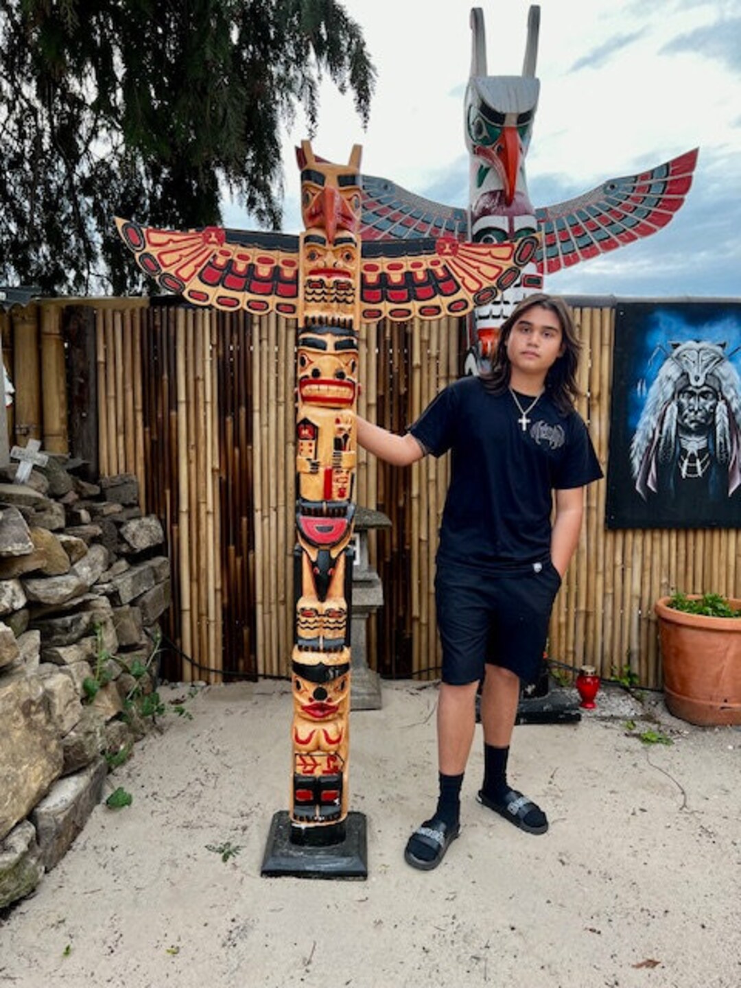 Totem Pole Wood by Jerome Collection Indian Totem Height 2,00 Meters 78 ...