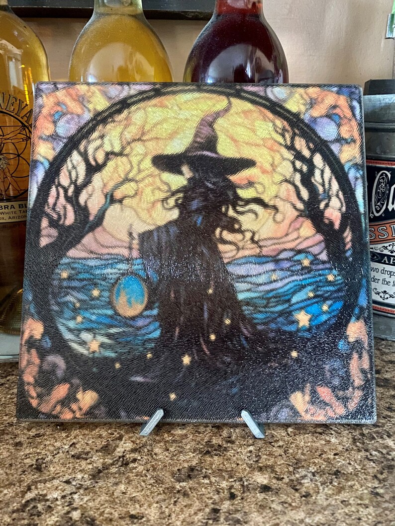 8 Inch Square Glass Witch Cutting Board - Etsy
