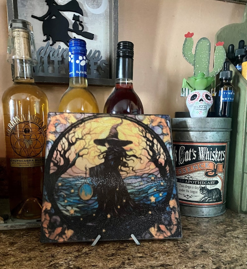 8 Inch Square Glass Witch Cutting Board - Etsy