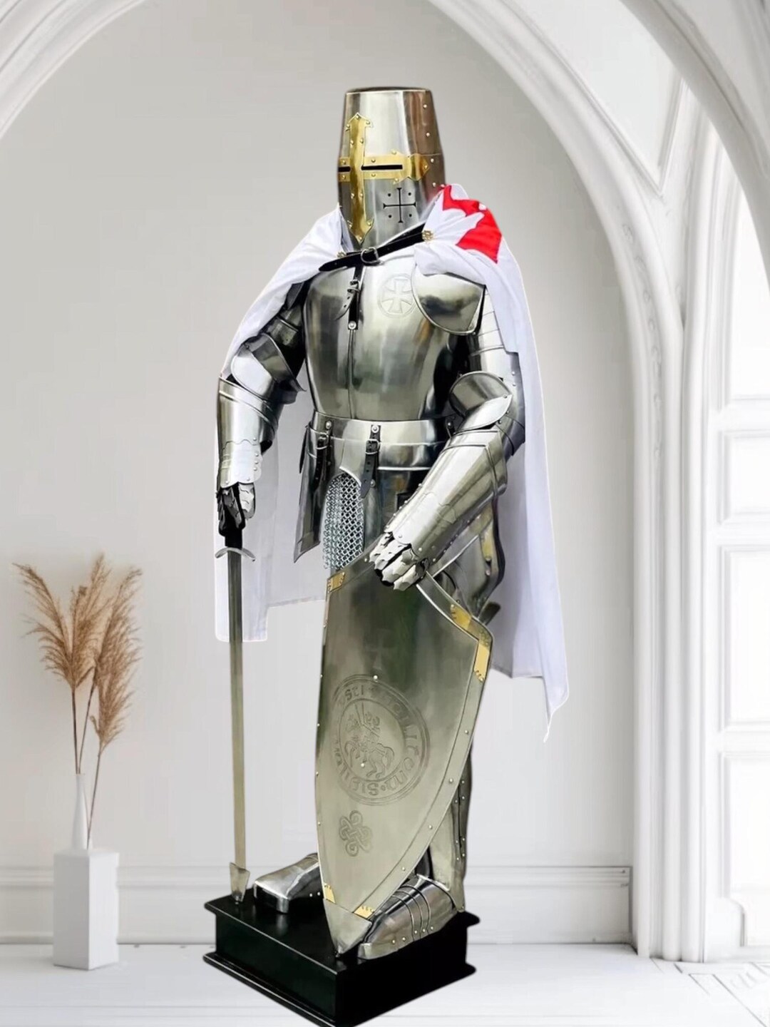 Knights Templar Suit of Armor Medieval Full Size Armor Statue Costume ...