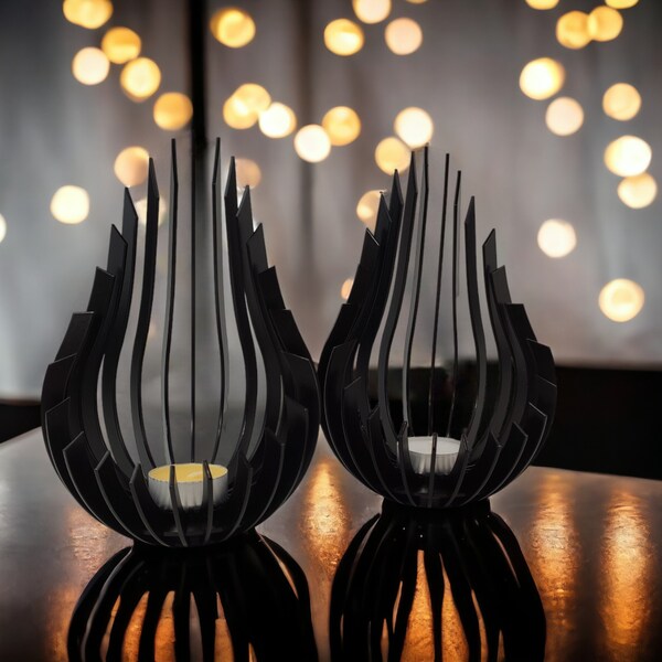 Black Candle Holder - Etsy