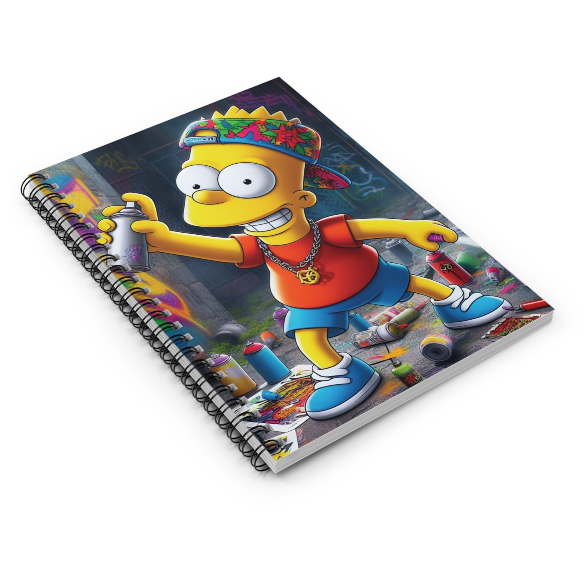 Bart Simpson Mischievous Spray Paint Spiral Notebook, Personalized ...