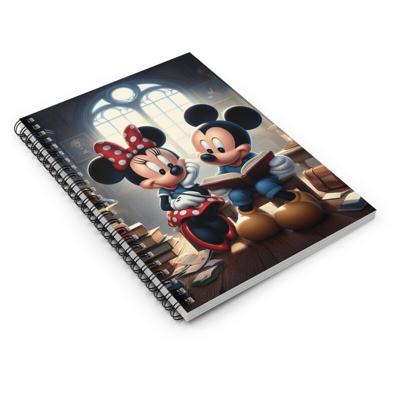 Mickey and Minnie Mouse in the Library Spiral Notebook, Personalized ...