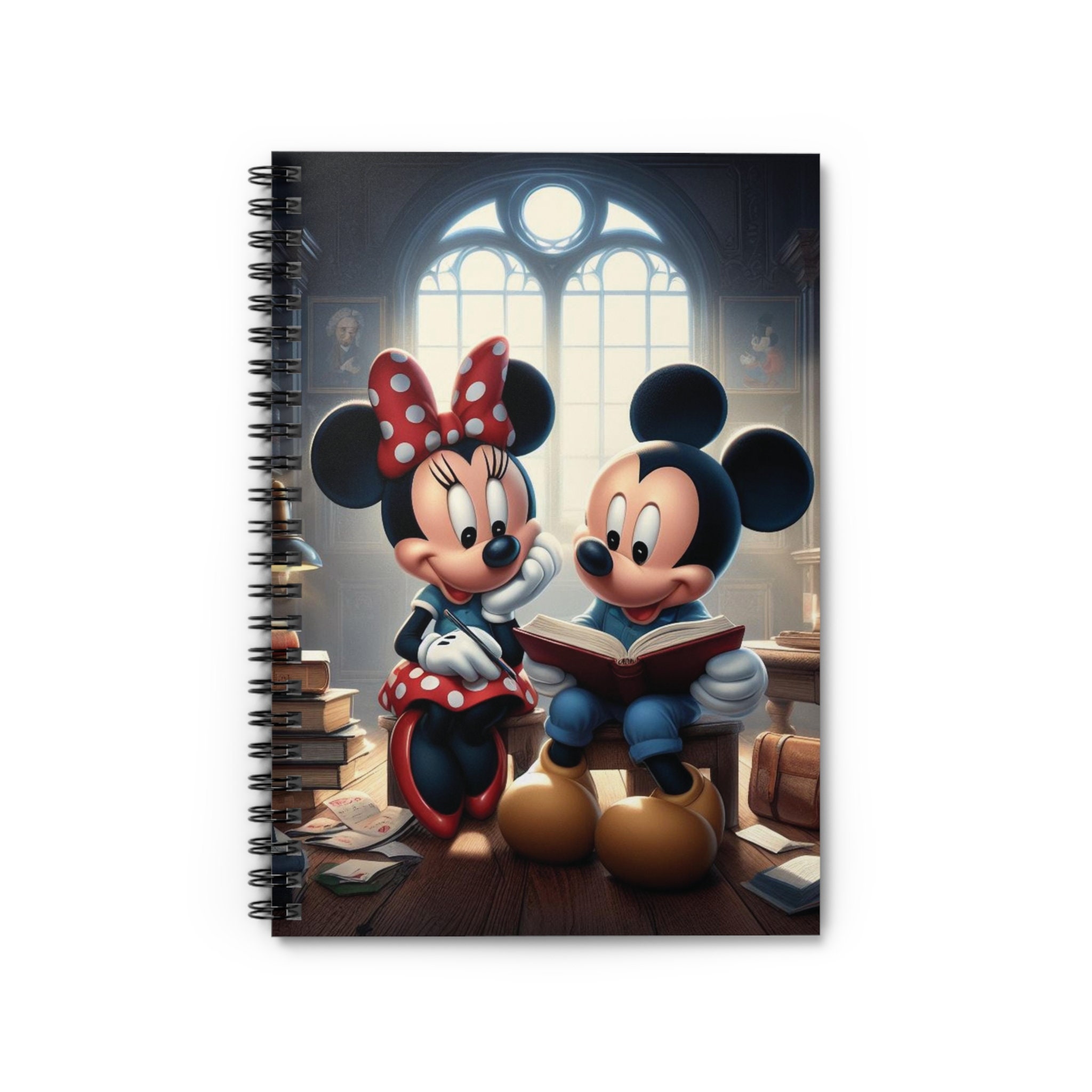 Mickey and Minnie Mouse in the Library Spiral Notebook, Personalized ...