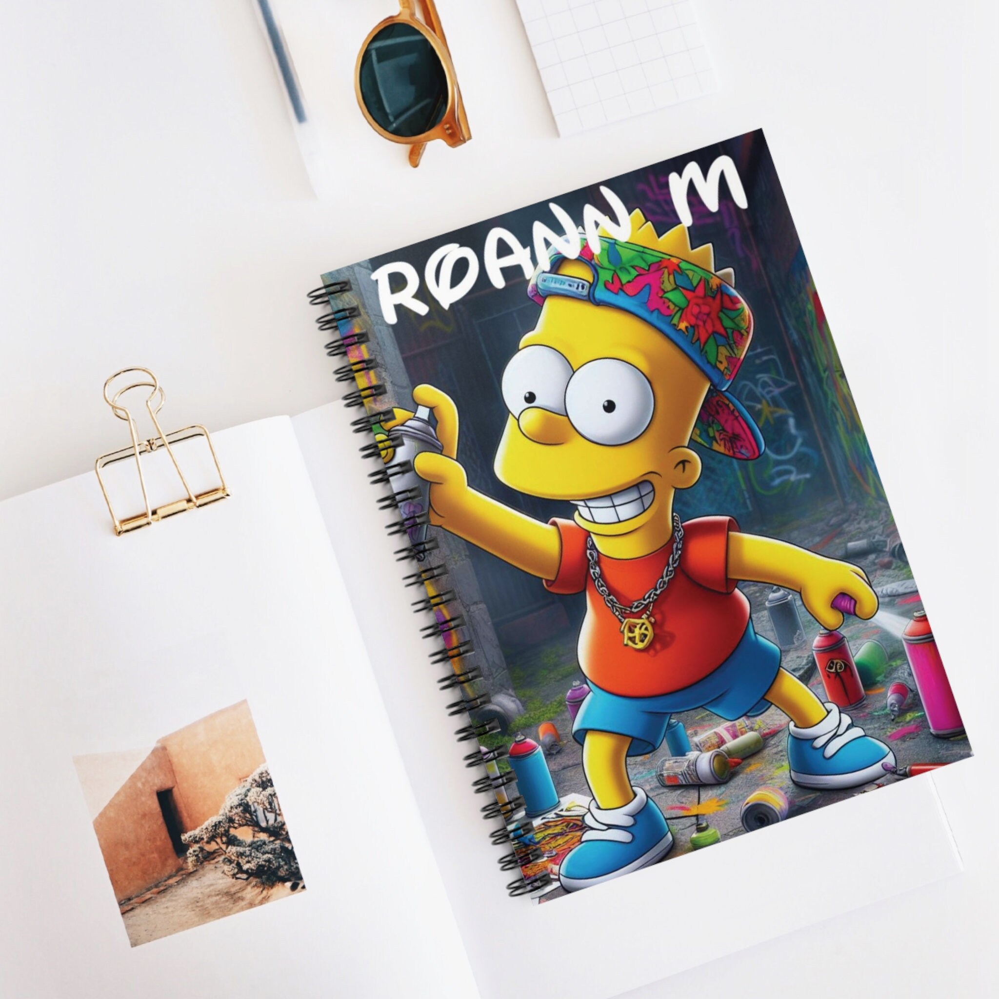 Bart Simpson Mischievous Spray Paint Spiral Notebook, Personalized ...