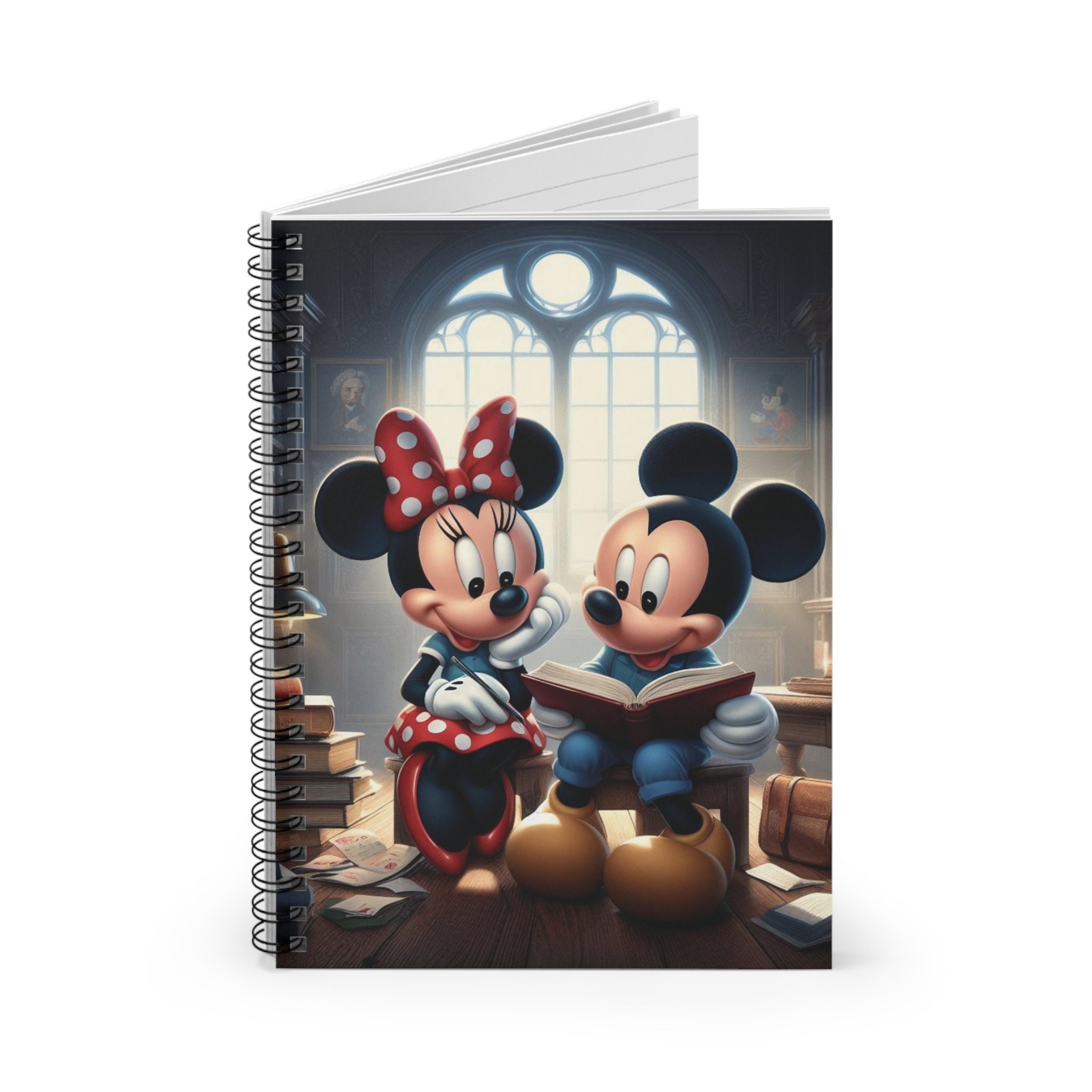 Mickey and Minnie Mouse in the Library Spiral Notebook, Personalized ...