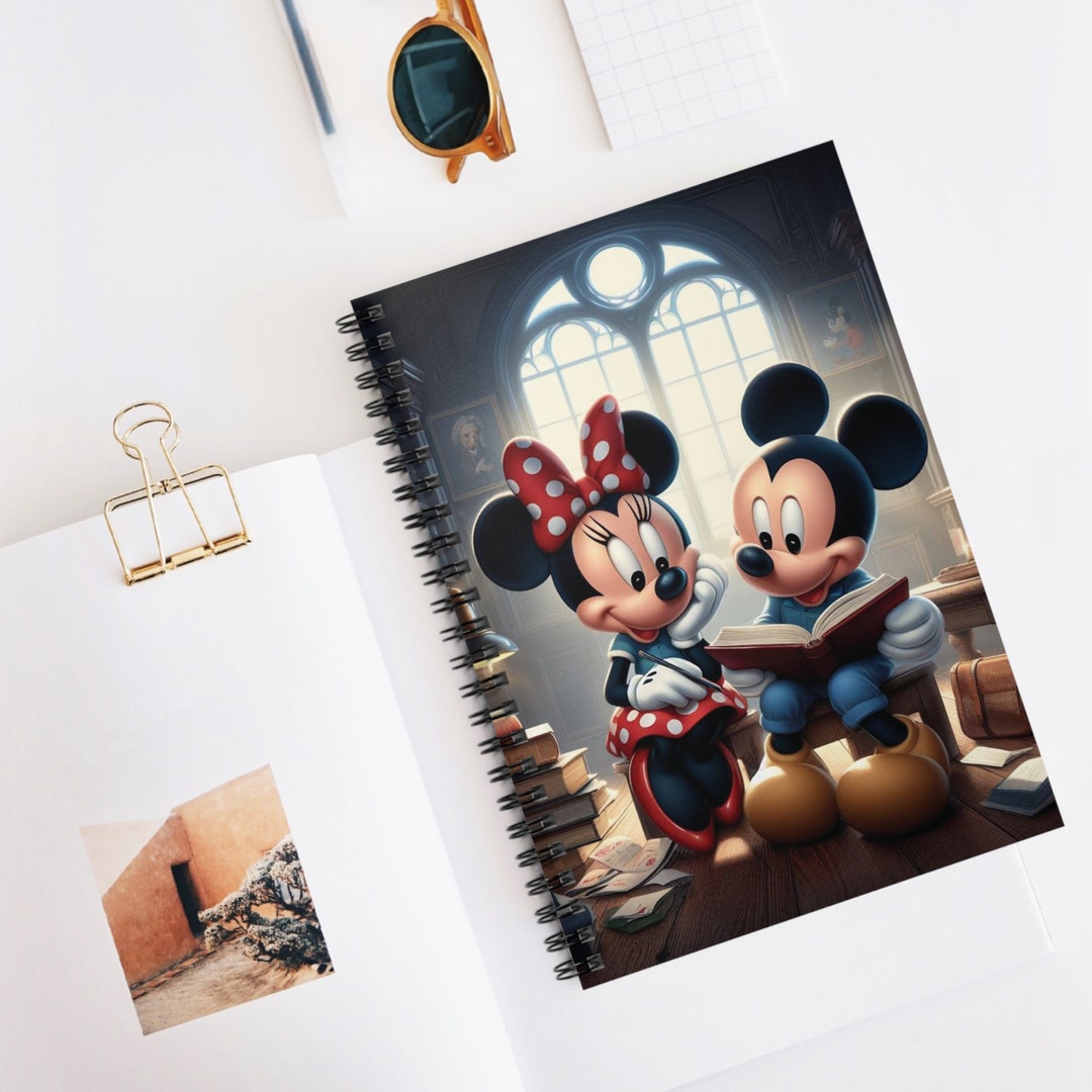 Mickey and Minnie Mouse in the Library Spiral Notebook, Personalized ...
