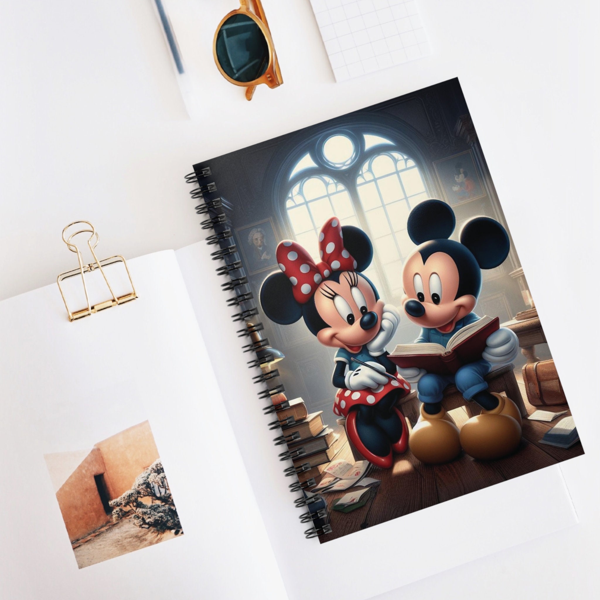 Mickey and Minnie Mouse in the Library Spiral Notebook, Personalized ...
