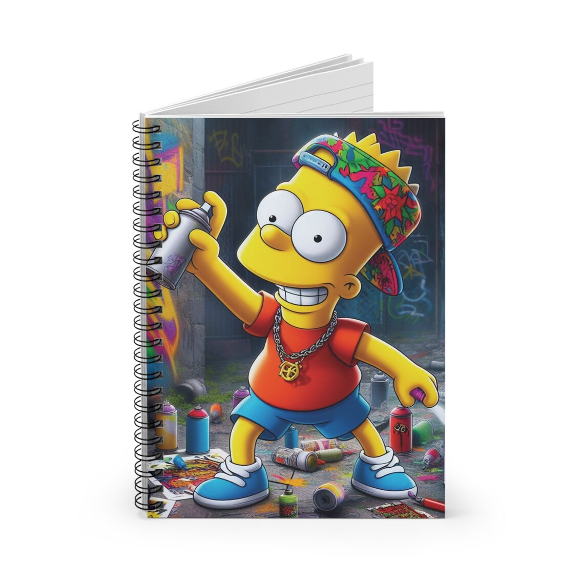 Bart Simpson Mischievous Spray Paint Spiral Notebook, Personalized ...