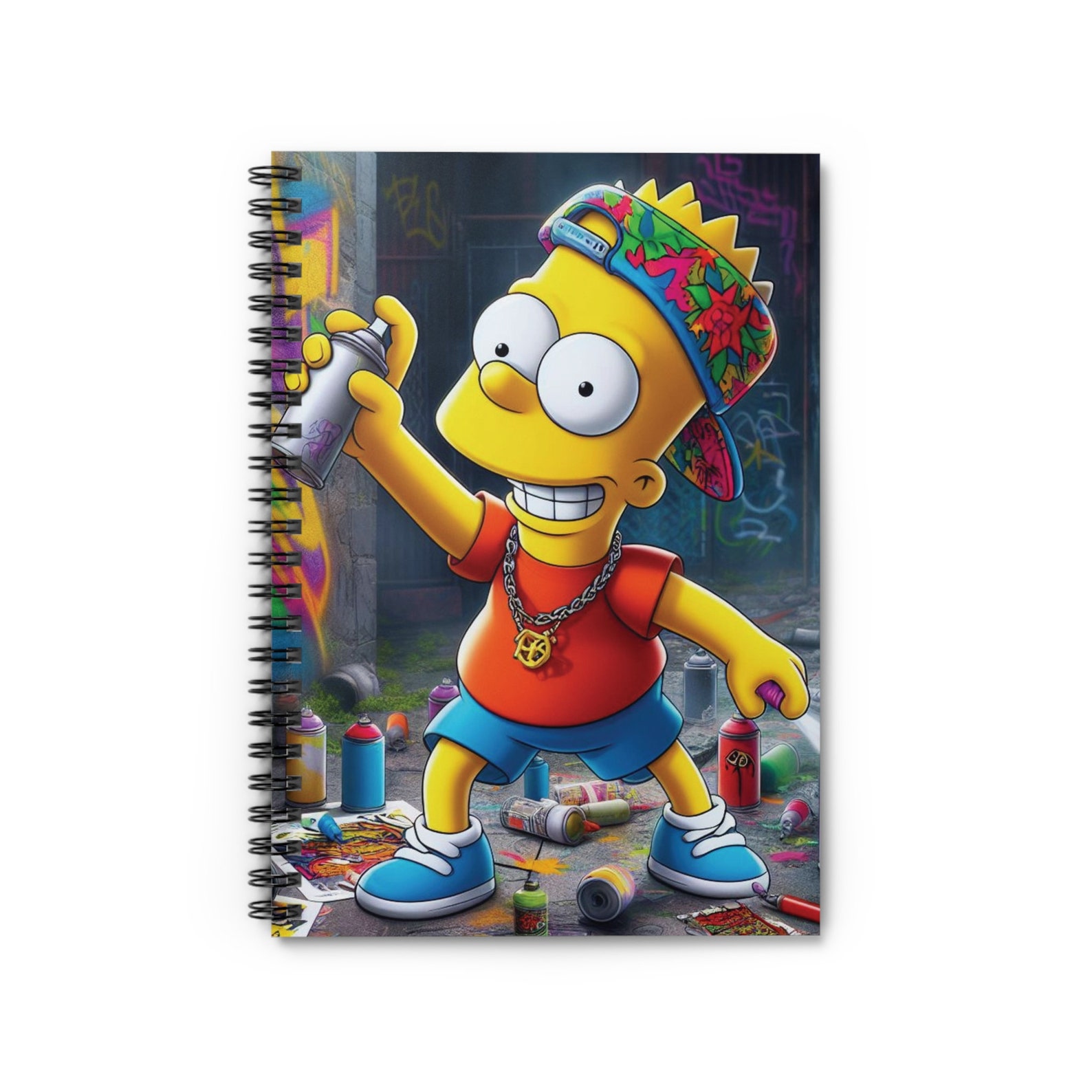 Bart Simpson Mischievous Spray Paint Spiral Notebook, Personalized ...